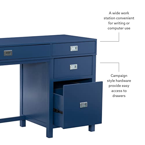 Linon Sadie Navy Blue Modern Classic Side Storage Desk