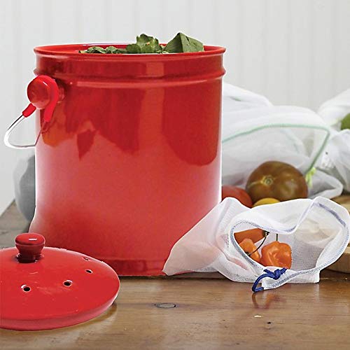 Natural Home 1-Gallon Ceramic Compost Bin in Red