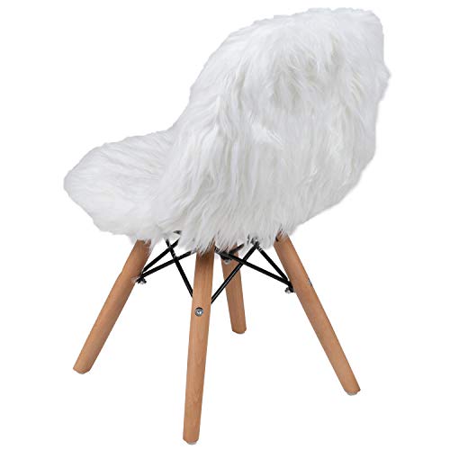 EMMA + OLIVER Kids Shaggy Dog White Accent Chair - Desk Chair - Playroom Chair