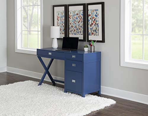 Linon Sadie Navy Blue Modern Classic Side Storage Desk