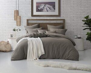 linenera duvet cover oversized king size [3-piece,stone grey]-1 comforter protector with 2 pillow,zipper flap & corner ties luxury 100% cotton - 600 tc ultra soft,cool and breathable comforter cover