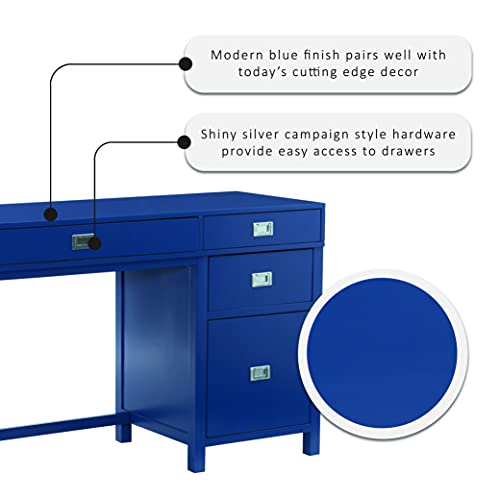 Linon Sadie Navy Blue Modern Classic Side Storage Desk