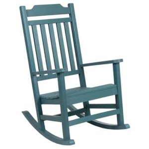 flash furniture winston all-weather poly resin rocking chair in teal