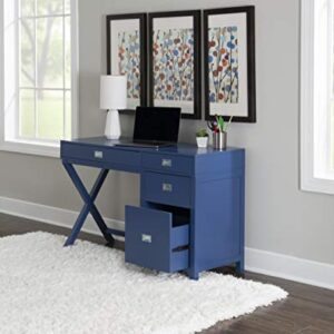 Linon Sadie Navy Blue Modern Classic Side Storage Desk