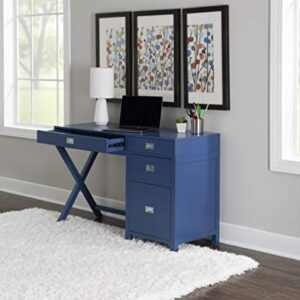 Linon Sadie Navy Blue Modern Classic Side Storage Desk