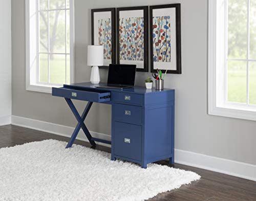 Linon Sadie Navy Blue Modern Classic Side Storage Desk