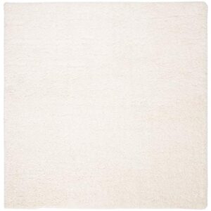 SAFAVIEH Fontana Shag Collection Area Rug - 8' Square, Ivory, Solid Design, Non-Shedding & Easy Care, 2-inch Thick Ideal for High Traffic Areas in Living Room, Bedroom (FNT800A)