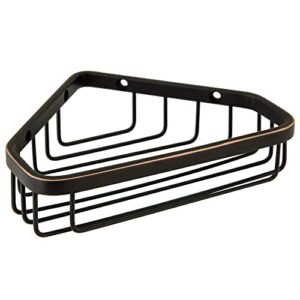 design house 588939 6-inch modern wall-mounted stainless steel corner shower basket, oil rubbed bronze