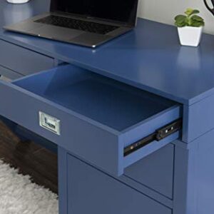 Linon Sadie Navy Blue Modern Classic Side Storage Desk