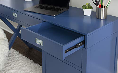 Linon Sadie Navy Blue Modern Classic Side Storage Desk