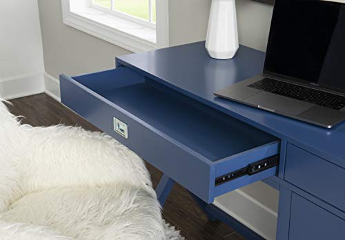 Linon Sadie Navy Blue Modern Classic Side Storage Desk