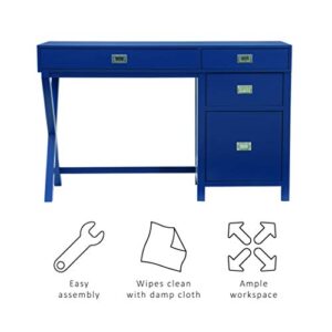 Linon Sadie Navy Blue Modern Classic Side Storage Desk