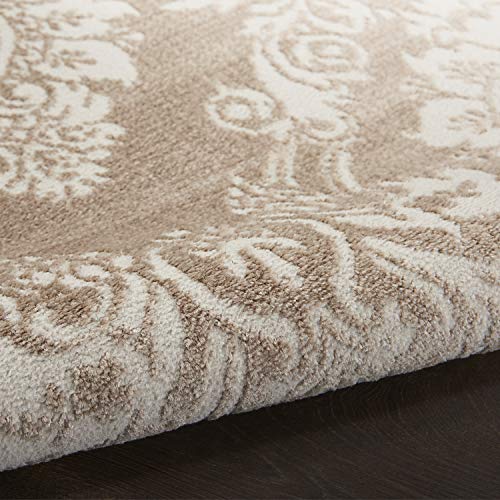 Nourison Elation Floral Ivory Mocha 5'3" x 7'3" Area -Rug, Easy -Cleaning, Non Shedding, Bed Room, Living Room, Dining Room, Kitchen (5x7)