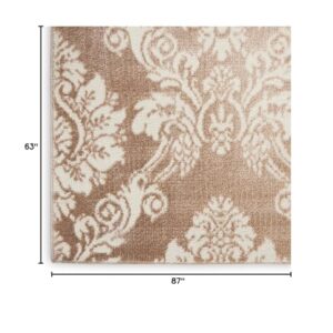 Nourison Elation Floral Ivory Mocha 5'3" x 7'3" Area -Rug, Easy -Cleaning, Non Shedding, Bed Room, Living Room, Dining Room, Kitchen (5x7)