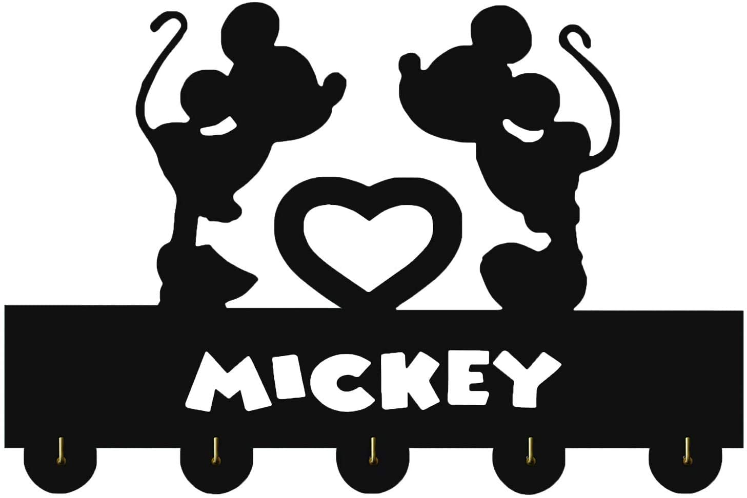 KL Mick Door Hooks,Disney Mickey Mouse Cartoon Animation Coat Hooks,Key Holder,Key Hanger for Wall、Entryway and Living Room,Gift,5 Hooks Holder (a5)