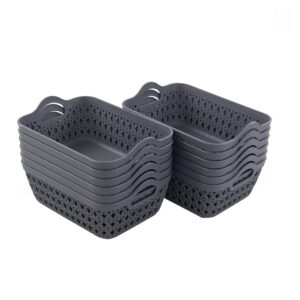 Yarebest Plastic Small Baskets Tray, Desktop Storag Tray Set of 12, Grey