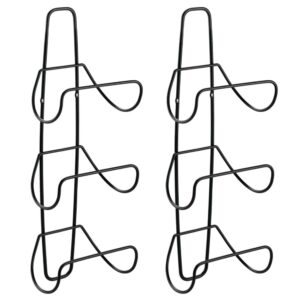 mDesign Metal Wall Mount 3 Level Bathroom Towel Rack Holder & Organizer - for Storage of Washcloths, Hand Towels - Use in Guest, Master, Kid's Bathrooms - 2 Pack - Black