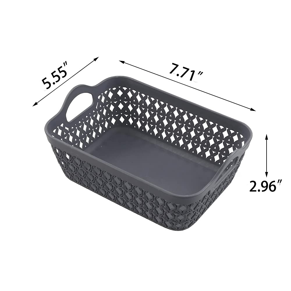 Yarebest Plastic Small Baskets Tray, Desktop Storag Tray Set of 12, Grey