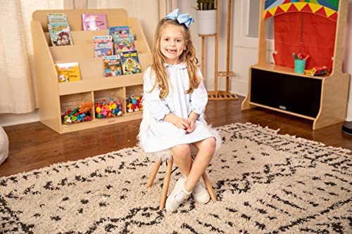 EMMA + OLIVER Kids Shaggy Dog White Accent Chair - Desk Chair - Playroom Chair