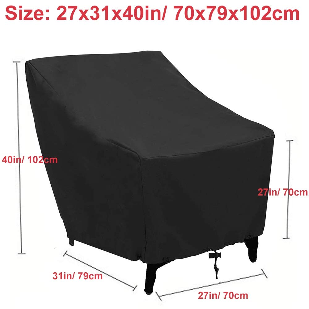 UCARE Patio Chair Covers Outdoor Lounge Chair Cover Waterproof 210D Fabric Furniture Single Chair Sofa Cover for Veranda Garden Patio (27x31x40in/ 70x79x102cm, Black)