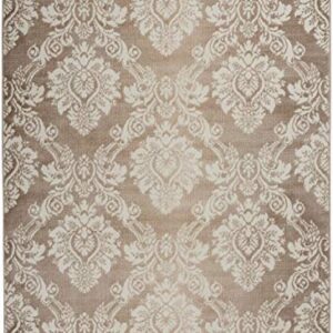 Nourison Elation Floral Ivory Mocha 5'3" x 7'3" Area -Rug, Easy -Cleaning, Non Shedding, Bed Room, Living Room, Dining Room, Kitchen (5x7)