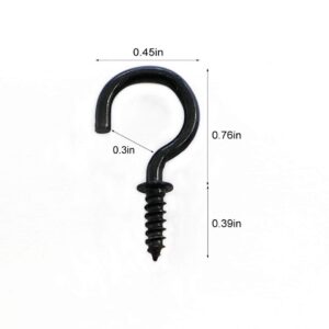 IDEALSV 125 Pcs Screw Ceiling Hooks Black Screw Cup Hooks Lights Hooks 3/4 Inch