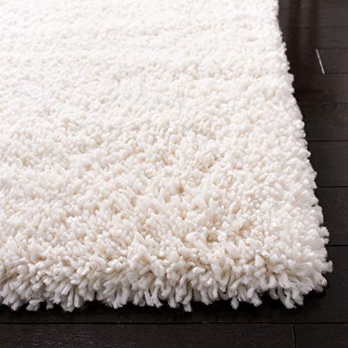 SAFAVIEH Fontana Shag Collection Area Rug - 8' Square, Ivory, Solid Design, Non-Shedding & Easy Care, 2-inch Thick Ideal for High Traffic Areas in Living Room, Bedroom (FNT800A)