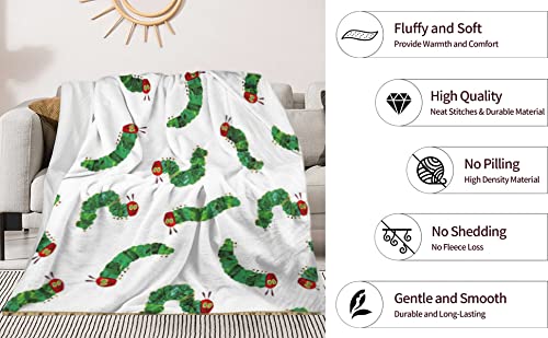 Sonernt Throw Blanket for/Couch/Bed Plush Blankets and Throws Very Hungry Caterpillar Flannel Fluffy Warm Cozy Blanket for Kids Girl Boy Dad Mom,40x50 Inches