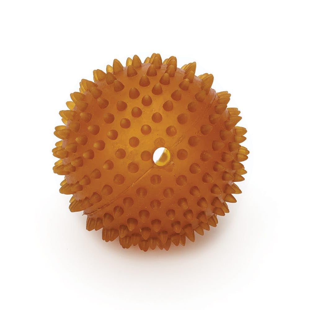 INDIPETS Star Ball Fetch & Chew Toy for Small Dogs: Durable, Safe, Plant-Derived Toy Made with 100% Natural Rubber | Small, Hole 75 mm, Natural (PN: 60015)