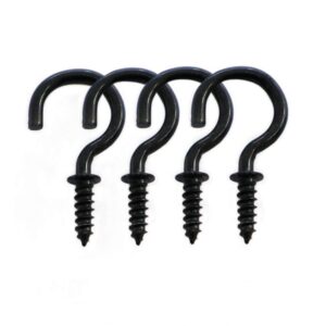 IDEALSV 125 Pcs Screw Ceiling Hooks Black Screw Cup Hooks Lights Hooks 3/4 Inch