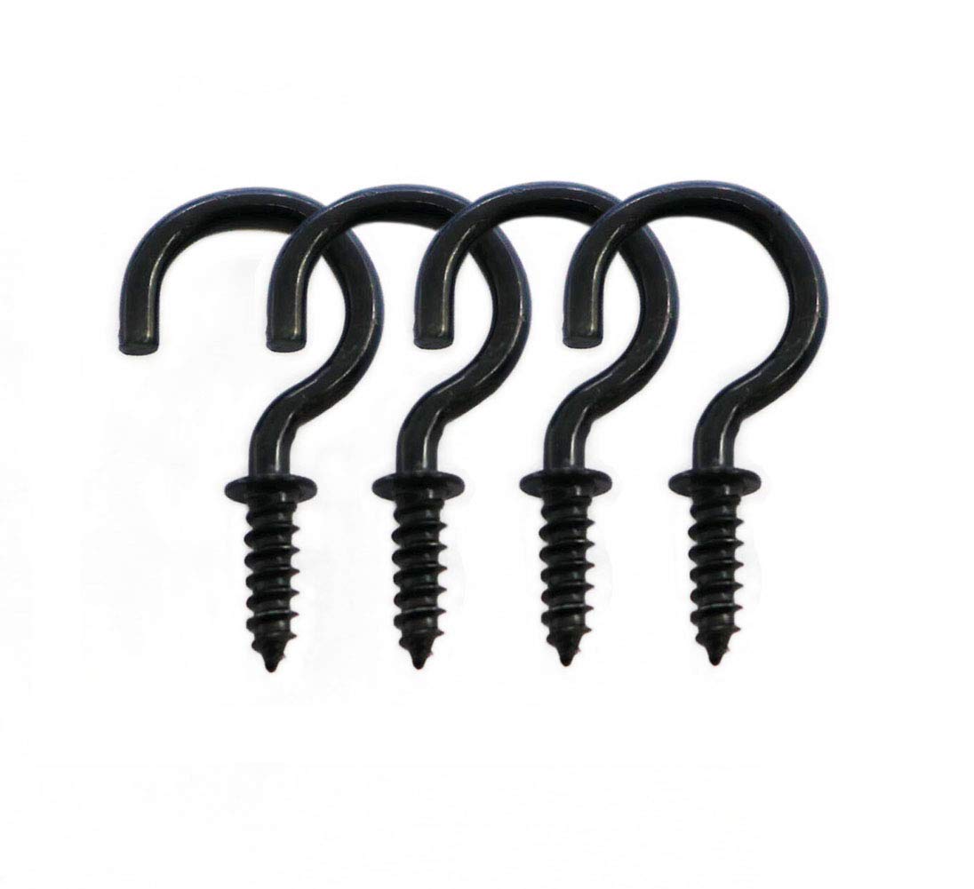 IDEALSV 125 Pcs Screw Ceiling Hooks Black Screw Cup Hooks Lights Hooks 3/4 Inch