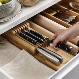 Joseph Joseph DrawerStore Compact Knife Organizer, holds up to 9 knives, Kitchen Organization & Drawer Storage, Bamboo