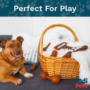 INDIPETS Bouncy Top Fetch & Chew Toy for Medium Dogs: Durable, Safe, Plant-Derived Toy Made with 100% Natural Rubber | Medium, Natural (PN: 60003)