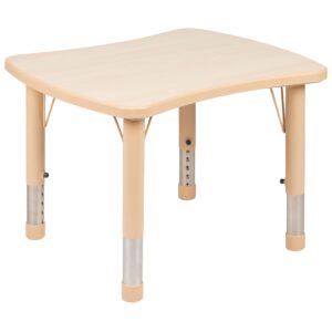 EMMA + OLIVER 21.875" W x 26.625" L Natural Plastic Adjustable Activity Table-School Table for 4