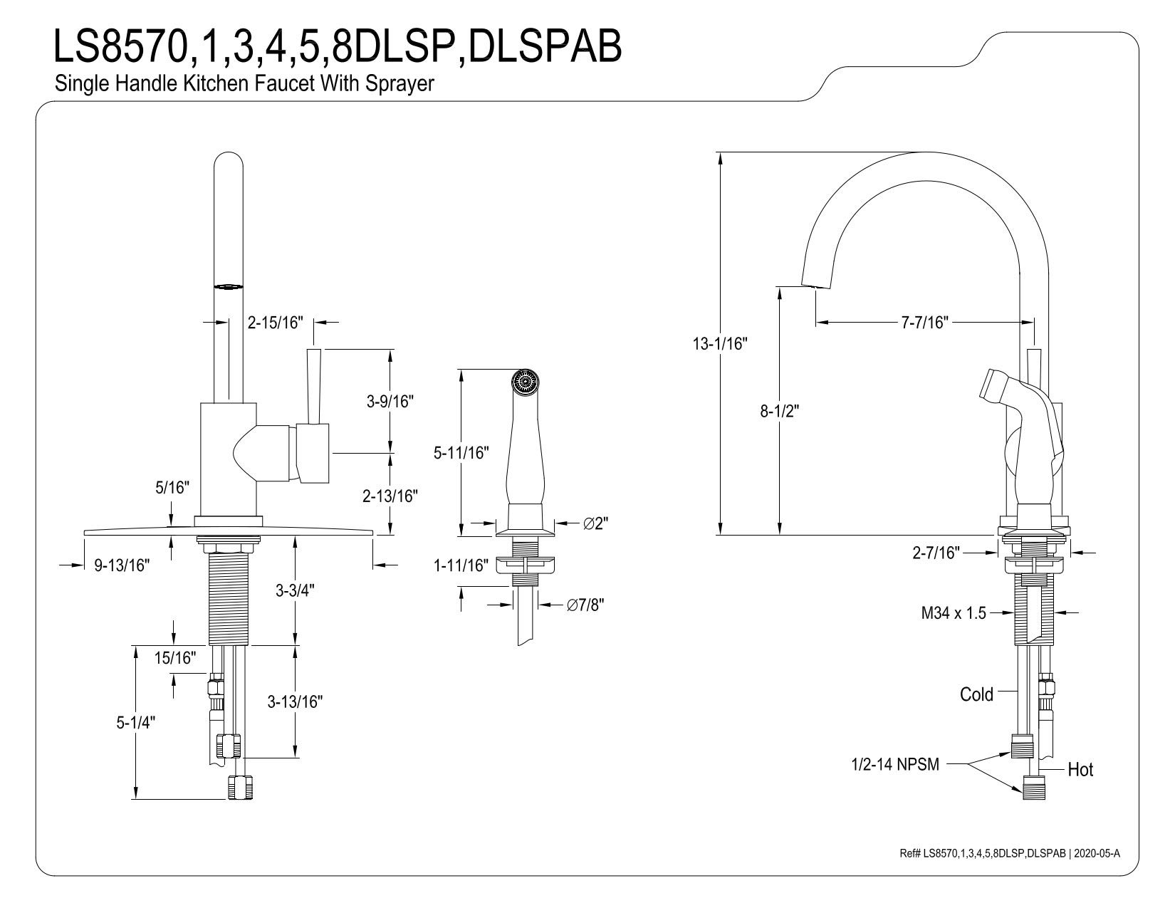 Kingston Brass LS8571DLSP Concord Kitchen Faucet, Polished Chrome