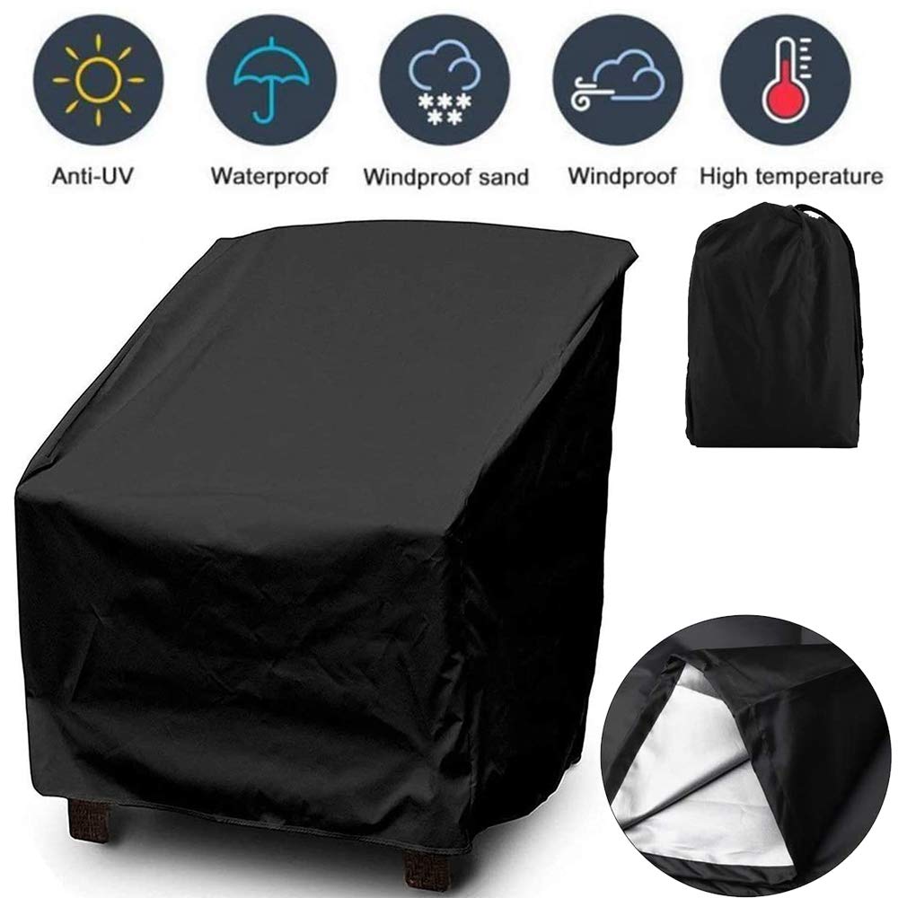 UCARE Patio Chair Covers Outdoor Lounge Chair Cover Waterproof 210D Fabric Furniture Single Chair Sofa Cover for Veranda Garden Patio (27x31x40in/ 70x79x102cm, Black)