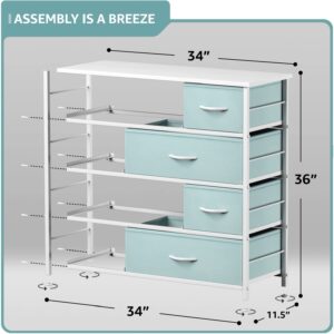 Sorbus Dresser with 8 Drawers - Furniture Storage Chest for Kid’s, Teens, Bedroom, Nursery, Playroom, Clothes, Toys - Steel Frame, Wood Top, Fabric Bins (Aqua)