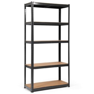 giantex storage rack shelving unit storage shelf steel garage utility rack 5-shelf adjustable shelves heavy duty display stand for books, kitchenware, tools bolt-free assembly 36"x 16"x 72” (1)