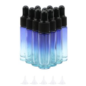 ellbest 10pcs 10ml dropper glass bottles reusable blue gradient dropper bottles with eye dropper, perfect for carrying outside