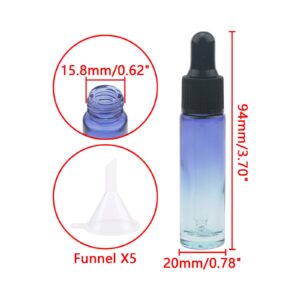 Ellbest 10pcs 10ml Dropper Glass Bottles Reusable Blue Gradient Dropper Bottles with Eye Dropper, perfect for Carrying Outside