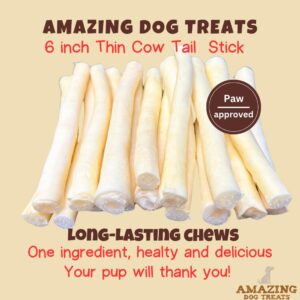 Amazing Dog Treats Cow Tail Dog Chew- (Variety Size 4-6 Inch - 2 Lb) Premium Quality - Thin - Sourced from Grass Fed Cattle - Long Lasting Dog Chew- Rawhide Alternative