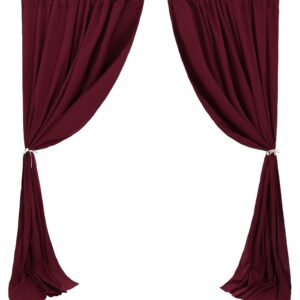 Burgundy Wall Backdrop Polyester Backdrop Curtain Panel Drapes Romantic Stage Fabric 10x8ft for Home Party Backdrop