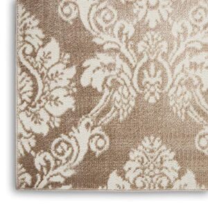 Nourison Elation Floral Ivory Mocha 5'3" x 7'3" Area -Rug, Easy -Cleaning, Non Shedding, Bed Room, Living Room, Dining Room, Kitchen (5x7)