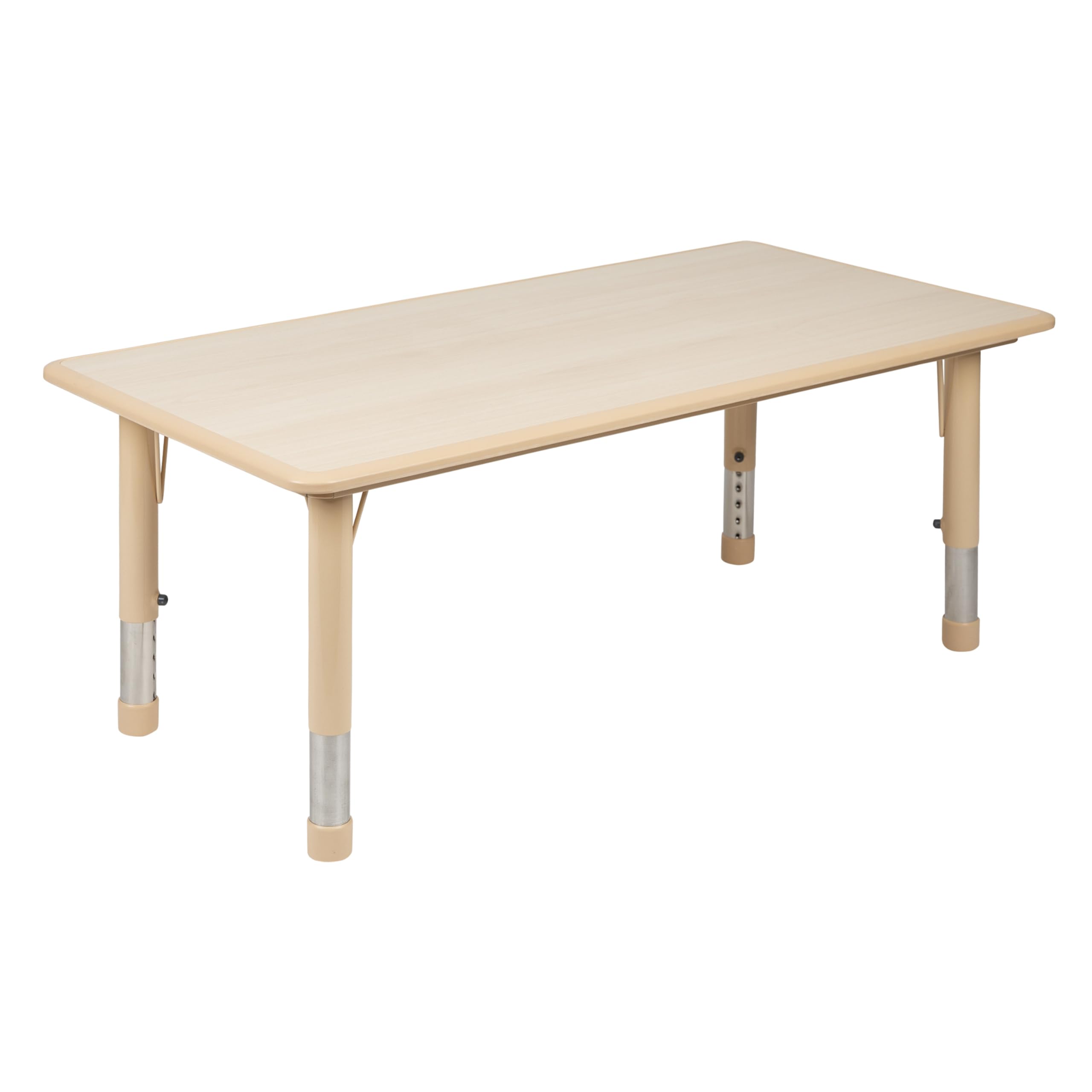 EMMA + OLIVER 23.625" W x 47.25" L Natural Plastic Adjustable Activity Table-School Table for 6