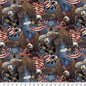 patriotic eagles digital cotton print fabric by the yard