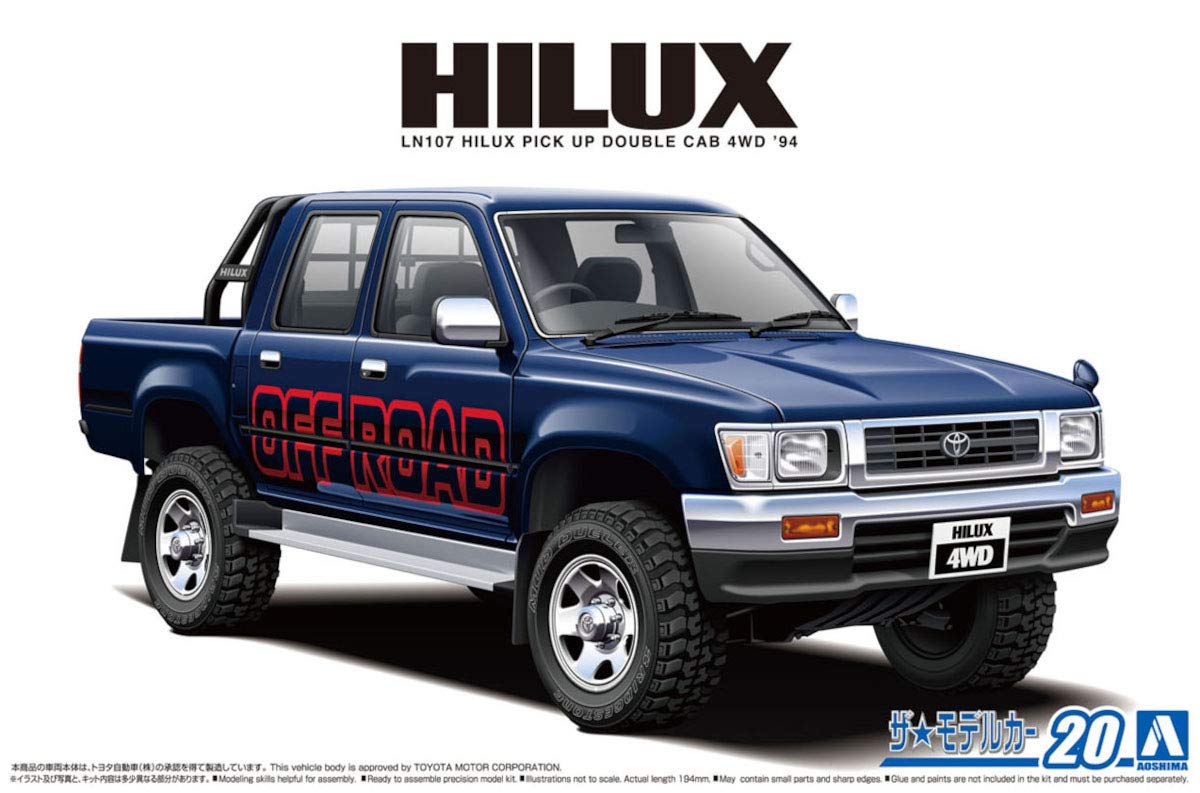 Aoshima Toyota LN107 Hilux Pickup Double Cab 4WD ’94 1:24 Scale Model Kit