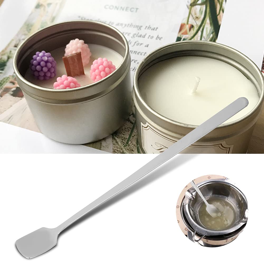 Long Spoons For Stirring,Stainless Steel Bartender Mixing Spoon Multifunction Long Stirring Spoon Long Candle Stirring Spoon 2 Types For Coffee Tea Wax Candle(Square Head 17Cm Spoon)