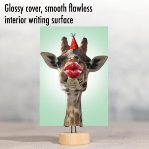 The Best Card Company - 1 Happy Birthday Greeting Card - Adorable Animals, Cute Bday Notecard with Envelope - Wild Kisses Giraffe C9280ABDG