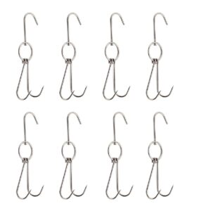 alele 8pcs 11-inch double meat hooks, stainless steel meat hook roast duck bacon shop hook bbq grill hanger cooking tools accessories for peking duck