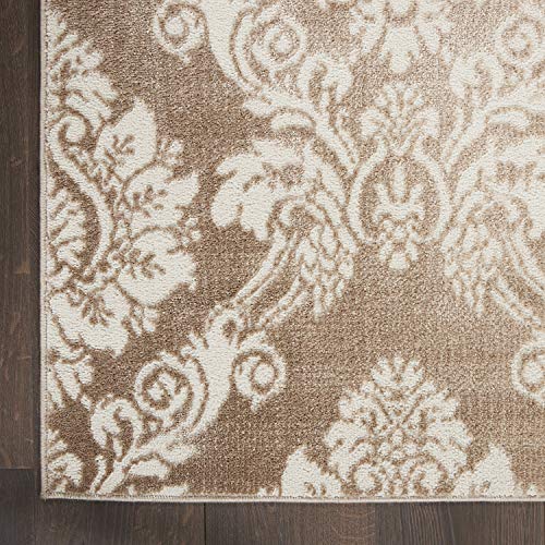 Nourison Elation Floral Ivory Mocha 5'3" x 7'3" Area -Rug, Easy -Cleaning, Non Shedding, Bed Room, Living Room, Dining Room, Kitchen (5x7)